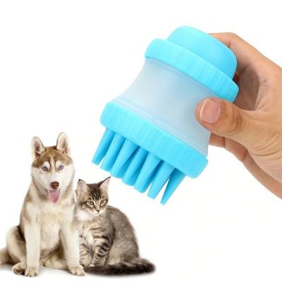 China Christmas Gift Scented Pet Silicone Bath Massage Brush Shampoo Bath Liquid Storage Dog Cleaning Brush for sale
