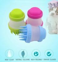 China Christmas Gift Scented Pet Silicone Bath Massage Brush Shampoo Bath Liquid Storage Dog Cleaning Brush for sale