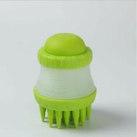 China Christmas Gift Scented Pet Silicone Bath Massage Brush Shampoo Bath Liquid Storage Dog Cleaning Brush for sale