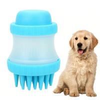 China Christmas Gift Scented Pet Silicone Bath Massage Brush Shampoo Bath Liquid Storage Dog Cleaning Brush for sale