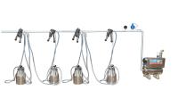 China Farm Equipment Cow Milker Machine with 4 Buckets and Horizontal Vacuum Buffer Tank for sale
