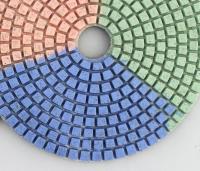 China 3-Color 4 Inch Diamond Wet Polishing Pads For Polishing Marble Granite Concrete Floor for sale