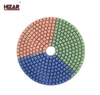 China 3-Color 4 Inch Diamond Wet Polishing Pads For Polishing Marble Granite Concrete Floor for sale