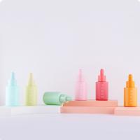 China 30ml Blue/Purple Cylindrical Smooth Glass Bottle With Blue/Purple Drop For Empty Dropper Bottle for sale