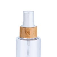 China 220ml Transparent Cylindrical Clear Bottle With White Spray For Cosmetic Bamboo Bottle for sale