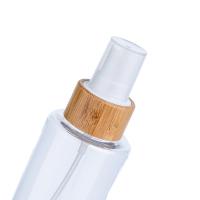 China 220ml Transparent Cylindrical Clear Bottle With White Spray For Cosmetic Bamboo Bottle for sale
