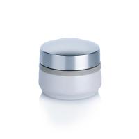 China 50ml Grey White Plastic Face Cream Jar With Silver Cap Unisex Frosted Plastic Jar for sale