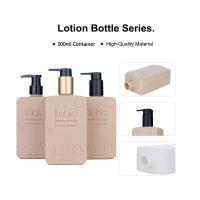 China 300ml Plastic Brown/White Rectangle Smooth With Black Pump For Shampoo Lotion Bottle for sale