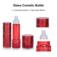China 100/120ml/60g Glass Red Cylindrical Smooth With White Spray For Cosmetic Packaging Bottle for sale