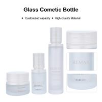 China 40ml/100ml/120ml/50g Glass White Cylindrical Frosted With White Lid For Cosmetic Packaging Bottle for sale