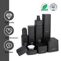 China Luxury Glass Cosmetic Packaging Bottle Skincare Set Matt Black 30ml 100ml 125ml 50g for sale