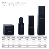 China Luxury Glass Cosmetic Packaging Bottle Skincare Set Matt Black 30ml 100ml 125ml 50g for sale