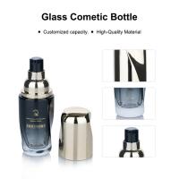 China 30g/100ml 50g/80g Glass Black and white gradient cylindrical Smooth with Golden Lid for cosmetic packaging bottle for sale
