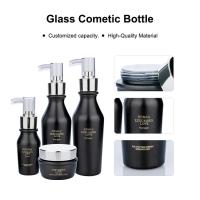 China 50g 50ml 100ml Cosmetic Packaging Bottle Matte Black With Pump Dispenser for sale