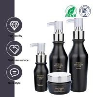 China 50g 50ml 100ml Cosmetic Packaging Bottle Matte Black With Pump Dispenser for sale