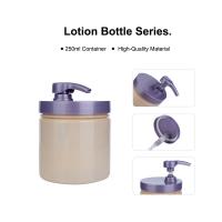 China 250ml Champagne-Colored cylindrical smooth with purple pump for shampoo lotion bottle for sale