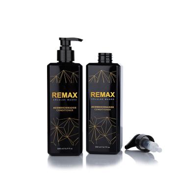 China 500ml Black Rectangle smooth with black pump for shampoo lotion bottle for sale