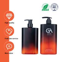 China 350/400ml Black Red Gradient smooth Rectangle with black pump for Shampoo Lotion Bottle for sale