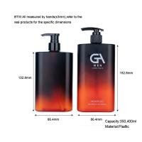 China 350/400ml Black Red Gradient smooth Rectangle with black pump for Shampoo Lotion Bottle for sale