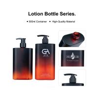 China 350/400ml Black Red Gradient smooth Rectangle with black pump for Shampoo Lotion Bottle for sale