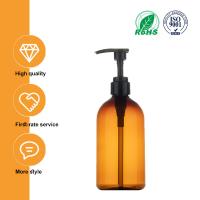 China 500ml Amber cylindrical smooth with black pump for shampoo lotion bottle for sale