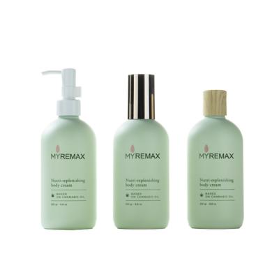 China 250ml Green Round-shouldered bottle smooth with white pump for shampoo lotion bottle for sale