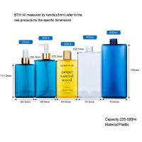 China 225/300/400/500ml Blue/yellow/white plastic Rectangle smooth bottle with white pump for shampoo lotion bottle for sale
