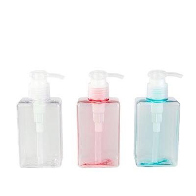 China 150ml Transparent rectangle smooth with white pump for shampoo lotion bottle for sale