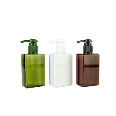 China 125ml Green/White/Amber rectangle smooth with Green/White/Amber pump for shampoo lotion bottle for sale