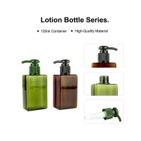 China 125ml Green/White/Amber rectangle smooth with Green/White/Amber pump for shampoo lotion bottle for sale