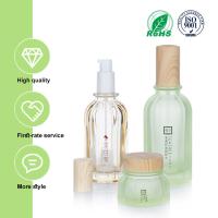 China 130ml/50g Glass Yellow/Green Transparent Cylindrical Smooth With Bamboo Lid For Cosmetic Packaging Bottle for sale