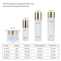 China 50g/40ml/100ml/120ml white Frosted Glass cylindrical bottle with Golden Lid for cosmetic packaging bottle for sale