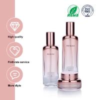 China 60g 100ml 120ml Pink Transparent Gradient Glass Bottle Skincare Set Packaging for sale
