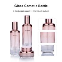 China 60g 100ml 120ml Pink Transparent Gradient Glass Bottle Skincare Set Packaging for sale