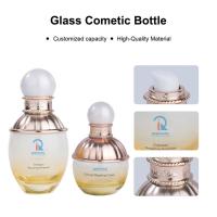 China 50ml/60g Glass White to yellow gradient cylindrical Smooth with golden Lid for cosmetic packaging bottle for sale