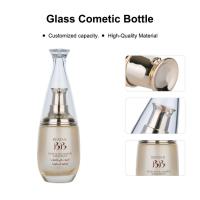 China 60ml Glass Cosmetic Packaging Golden Hued Iridescent Empty Foundation Bottle for sale