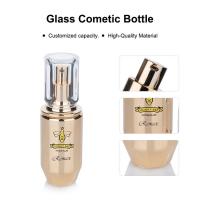 China 40ml Golden Cylinder Spray Bottle Glass Skincare Packaging For Cosmetic for sale