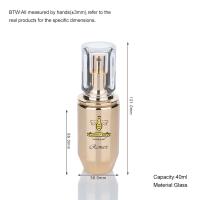 China 40ml Golden Cylinder Spray Bottle Glass Skincare Packaging For Cosmetic for sale