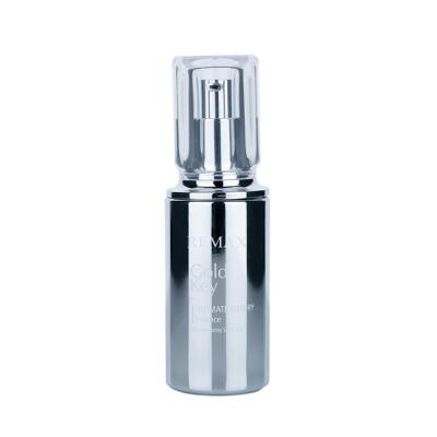China 50ml Silver Glass electroplating cylindrical Bottle With Transparent Lid For Cosmetic Glass Bottles for sale