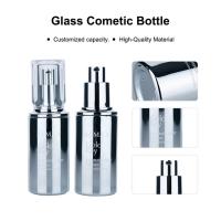 China 50ml Silver Glass electroplating cylindrical Bottle With Transparent Lid For Cosmetic Glass Bottles for sale