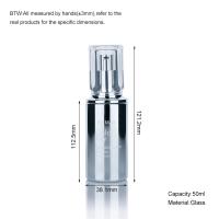 China 50ml Silver Glass electroplating cylindrical Bottle With Transparent Lid For Cosmetic Glass Bottles for sale
