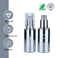 China 50ml Silver Glass electroplating cylindrical Bottle With Transparent Lid For Cosmetic Glass Bottles for sale