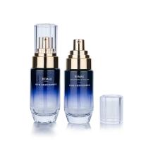 China 20g color customized Gradient Glass Blue Skincare Bottle For Lotion  Luxury Glass Cosmetic Bottles for sale