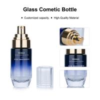 China 20g color customized Gradient Glass Blue Skincare Bottle For Lotion  Luxury Glass Cosmetic Bottles for sale
