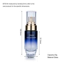 China 20g color customized Gradient Glass Blue Skincare Bottle For Lotion  Luxury Glass Cosmetic Bottles for sale