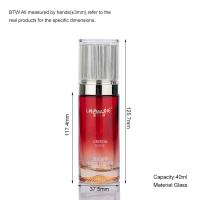 China 40ml Luxury Red Gold Gradient Glass Lotion Frosted Cosmetic Bottles With Pump Dispenser for sale