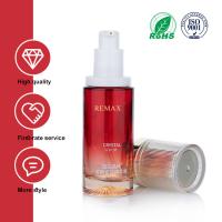 China 40ml Luxury Red Gold Gradient Glass Lotion Frosted Cosmetic Bottles With Pump Dispenser for sale