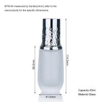 China 45ml White Glass Frosted Cylindrical Bottle With Silver Lid For Cosmetic Glass Bottles for sale
