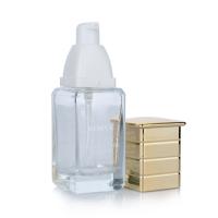China 50ml Transparent Glass Clear Rectangle Bottle With White Pump For Empty Cosmetic Glass Bottles for sale