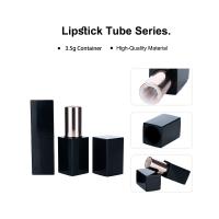 China 3.5g AL Black Rectangle Smooth Bottle With Black Cap For Empty Lipstick Tube for sale
